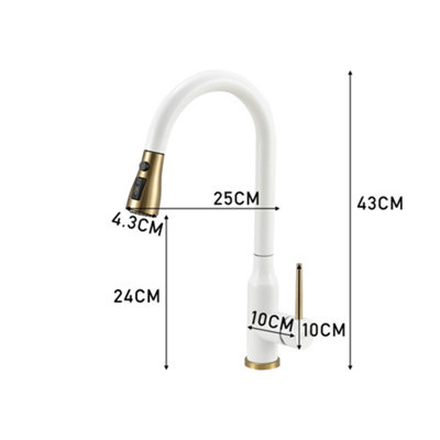 White Stainless Steel Side Lever Kitchen Spring Neck Pull Out Kitchen ...