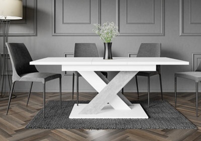 WHITE STONE DINING TABLE KITCHEN EXTENDING 140 180CM X LEG 6 8 10 SEATER