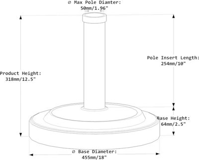 White Stone Heavy Duty 9 KG Resin Parasol Base