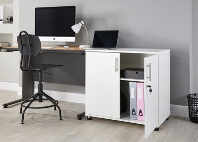 White Storage Cabinet Cupboard with 1 shelf - 2 Door Lockable Unit ...