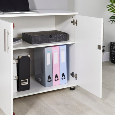 White Storage Cabinet Cupboard with 1 shelf - 2 Door Lockable Unit ...