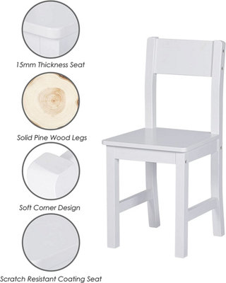 White Study Table and 1 Chairs for Kids Unisex Xmas, Wooden Study Desk ...