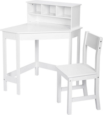 White Study Table and 1 Chairs for Kids Unisex Xmas, Wooden Study Desk ...