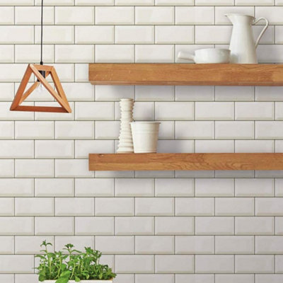 White Subway Tile Tile Brick 3D Effect Wallpaper D-C-Fix Bathroom ...