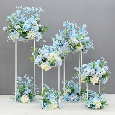 White Tall Metal Column Flower Stand Pedestal Rack Wedding Display Rack ...