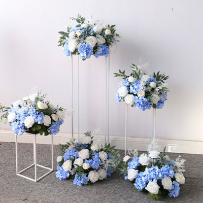 White Tall Metal Column Flower Stand Pedestal Rack Wedding Display Rack ...