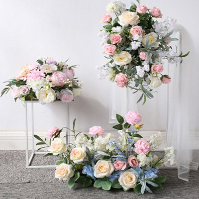 White Tall Metal Column Flower Stand Pedestal Rack Wedding Display Rack ...