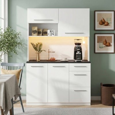 White Tall Sideboard Cabinet 120cm with Integrated Power, USB & Multi ...