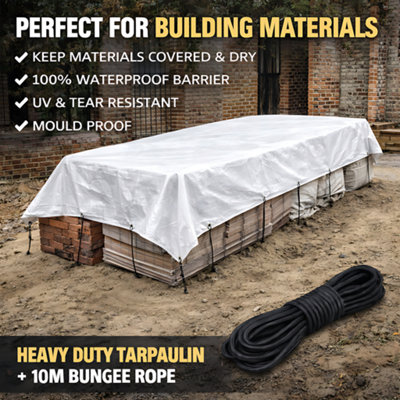 White Tarpaulin 2 x 3 m 90 GSM Waterproof UV Resistant PE Tarp Sheet ...