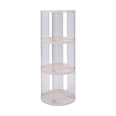 White Three-layer Plastic Round 360 Rotating Disk Rotating Bookshelf ...