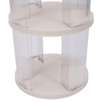 White Three-layer Plastic Round 360 Rotating Disk Rotating Bookshelf ...