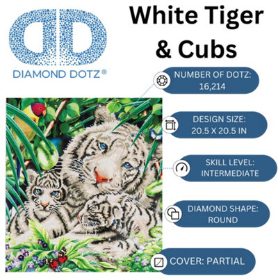 WHITE TIGER & CUBS - DIAMOND PAINTING KIT: WHITE TIGER & CUBS - DIAMOND ...