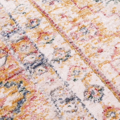 White Traditional Easy to Clean Abstarct Floral Rug For Dining Room ...