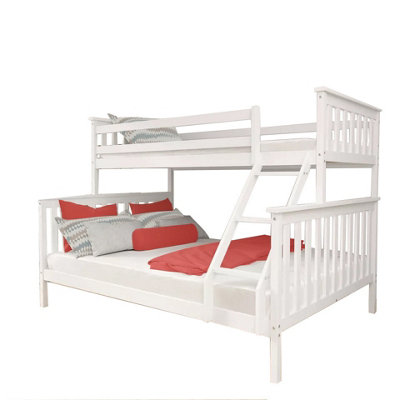 White Triple Sleeper Bunk Bed Wooden Large, Can be set up as single bed ...