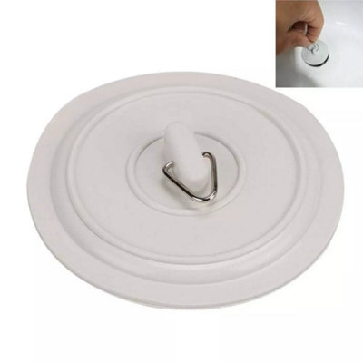 White Universal Bath Plug 75mm Plastic Sink and Bath Drain Plug Fits 1. ...