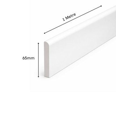 White uPVC D-Mould Trim 65mm x 1m, Rigid Plastic Finishing Strip for ...