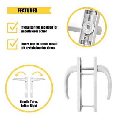 White UPVC Door Handles - Lever Lever - 122mm