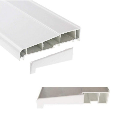 White UPVC Pair Window and Door Cill End fits 180mm Eurocell External Sills