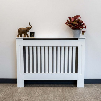 White Vertical Line Design Radiator Cover - Medium | DIY at B&Q