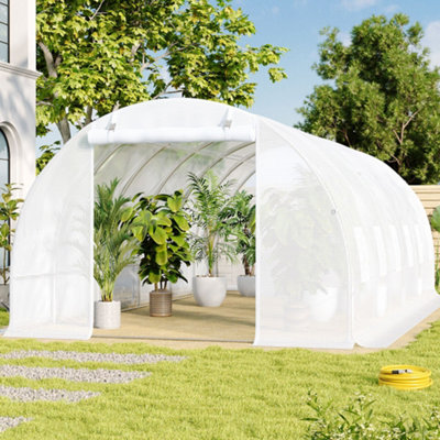 Buy White Walk In Steel Frame Garden Tunnel Greenhouse Grow House with ...