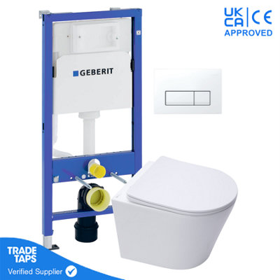 White Wall Hung Toilet Pan with Geberit Concealed Cistern Frame 112cm ...
