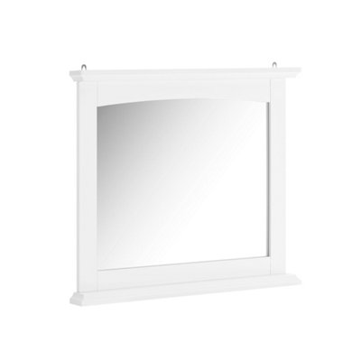 White Wall-Mounted Bathroom Mirror Cabinet with Shelf MDF Glass Storage ...