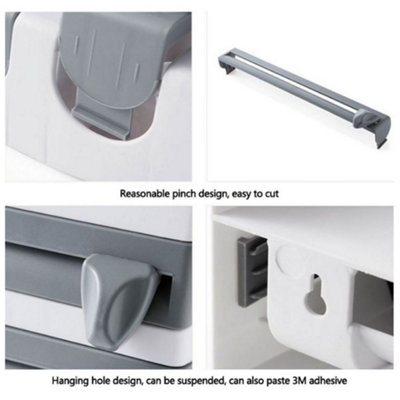 White Wall Mounted Cling Film Dispenser with Cutter Kitchen Paper Roll ...
