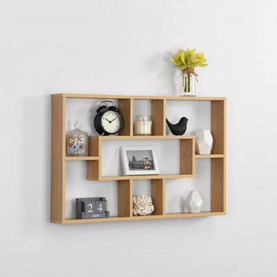 White Wall Mounted Floating Bookshelf Multi Compartment Display Shelf ...