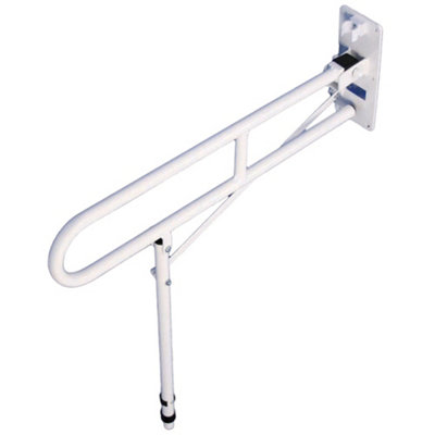 White Wall Mounted Hinged Arm Support with Leg - 750mm Length - Fold ...