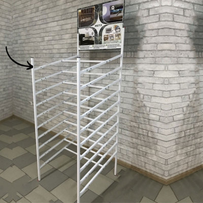 White Wall Panel Stand with 10 Shelves - Metal Showroom Shop fitting ...