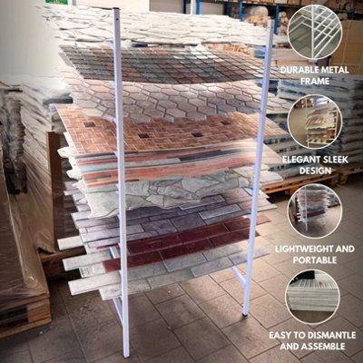 White Wall Panel Stand with 10 Shelves - Metal Showroom Shop fitting ...