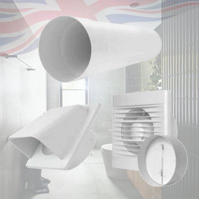 White Wall Vent Kit with STYL Timer Extractor Fan - Complete Through ...