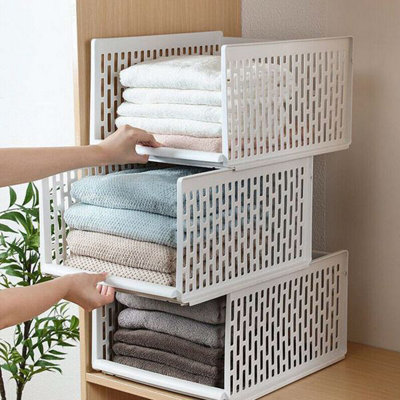 WHITE WARDROBE DRAWER STORAGE CABINET CLOTHES WARDROBE STACKABLE ...