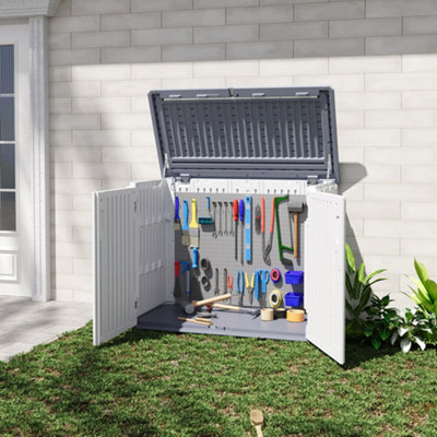 White Waterproof Resin Outdoor Garden Deck Storage Box Patio Utility ...