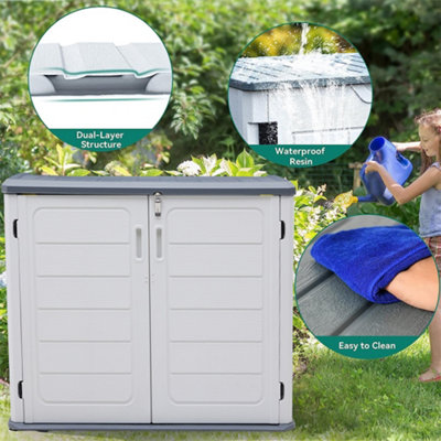 White Waterproof Resin Outdoor Garden Deck Storage Box Patio Utility ...