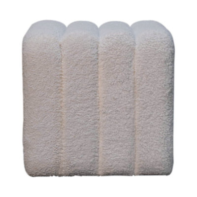 White Wavy Boucle Upholstery Footstool