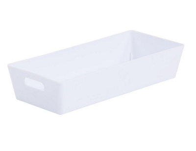 White Wham Plastic Slim Rectangle Studio Handy Storage Basket 25cm x 10 ...