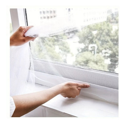 White Window Fly Net Screen Mesh Insect Bug Screen Hook & Loop Tape 150 ...