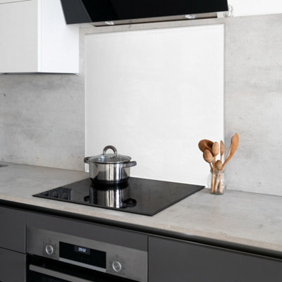 White with Glitter Toughened Glass Kitchen Splashback - 600mm x 600mm