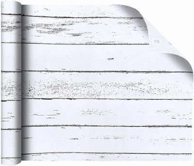 White Wood Effect Self Adhesive Wallpaper Set of 4 Rolls Covers 58.13 ...