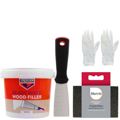 White Wood Filler Set - Includes 500g Wood Filler, Sanding Block and ...