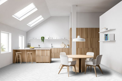 White Wood Herringbone Effect Vinyl (4m x 2m)