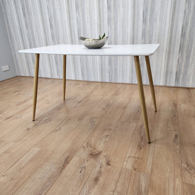 White Wood Rectangle Dining Table Kitchen Table Modern Wood Style ...