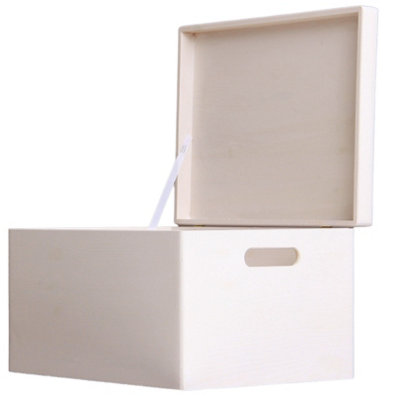 White Wooden Box With Lid (40x30x24cm) - Versatile Toy Box Organizer or ...