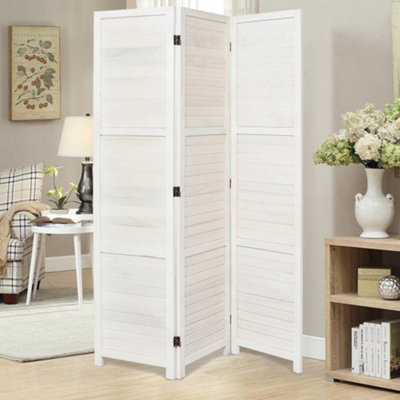 White Wooden Folding 3 Panel Wall Privacy Screen Protector Room Divider ...