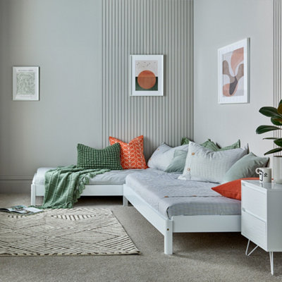 White Wooden Stacking Single Bed Frame