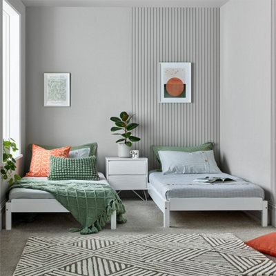 White Wooden Stacking Single Bed Frame