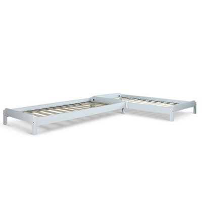 White Wooden Stacking Single Bed Frame