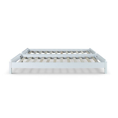 White Wooden Stacking Single Bed Frame