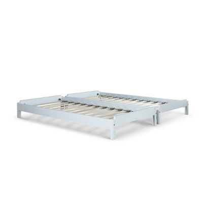 White Wooden Stacking Single Bed Frame